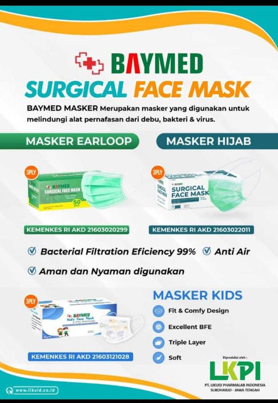 Masker Medis 3 Fly Earloop Baymed isi 50