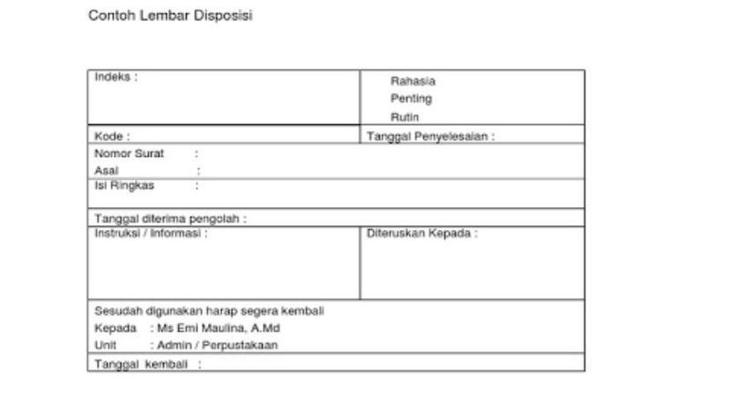 Lembar Disposisi (cetak)