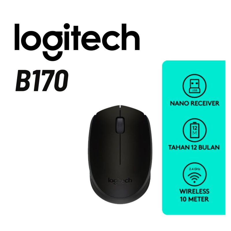 Logitech B170 Mouse Wireless untuk Windows, Mac, Linux dan ChromeOS