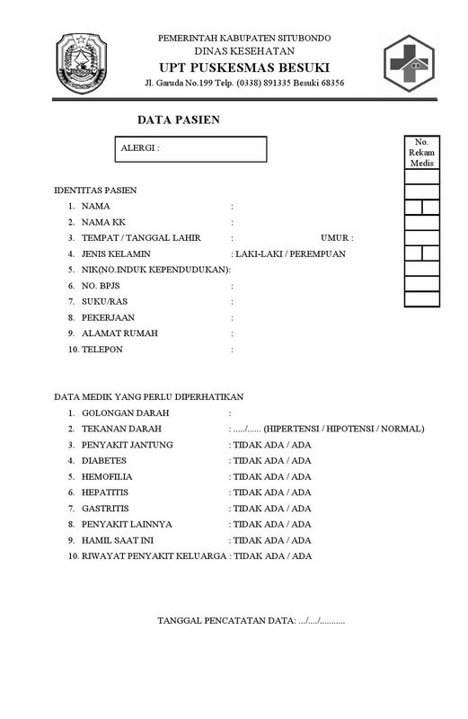 Form Data Pasien