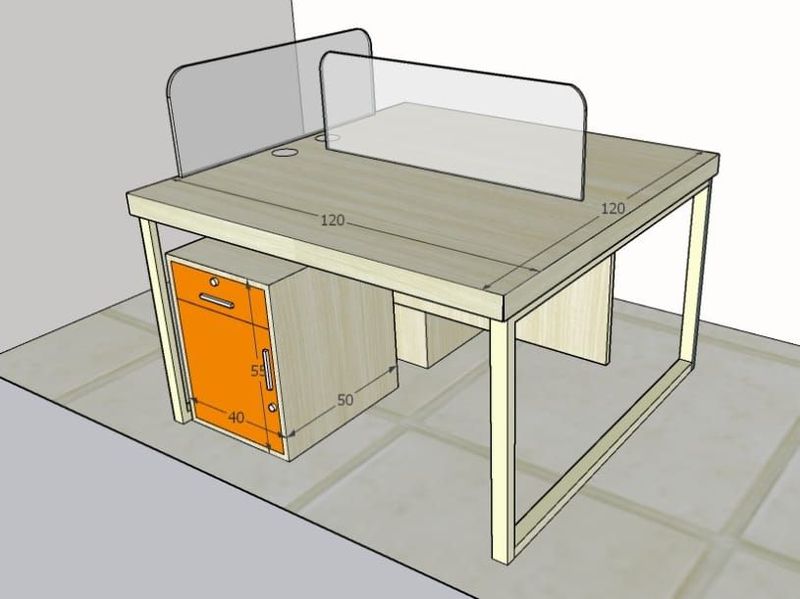 Meja Kerja staf 2 Kursi