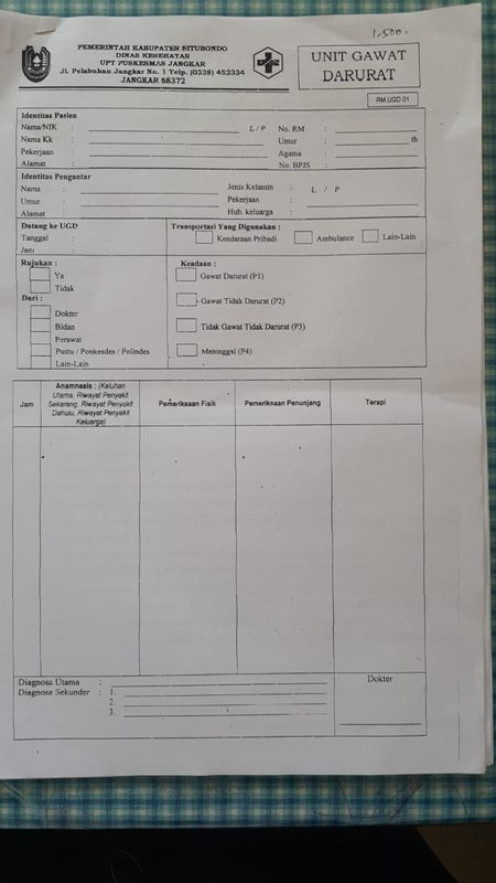 Identitas Pasien UGD (RM UGD 01)