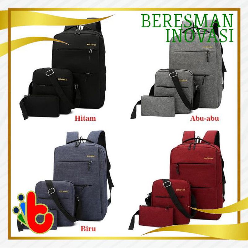 Tas Ransel 3 In 1 USB Charger - Hitam