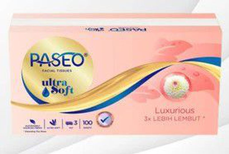 Paseo Ultrasoft Softpack Facial Tissue Lembut 100 Sheets - 3 Ply