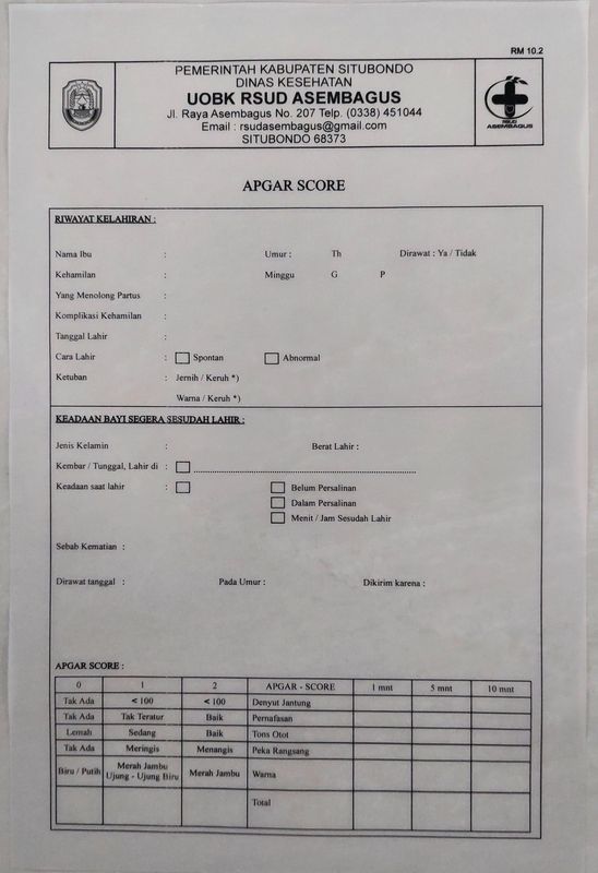 Apgar Score / Down Score. RSAB