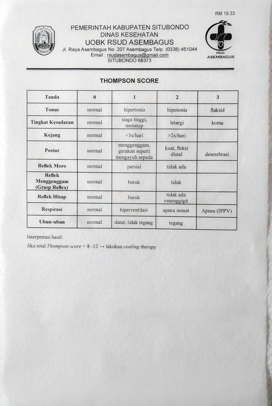 Thompson Score RM 19.33. RSAB