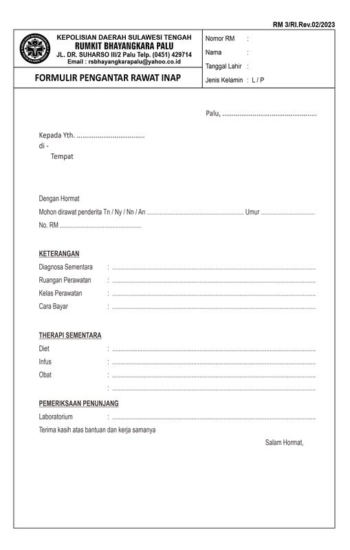 RM 3/RI.Rev.02/2023 - FORMULIR PENGANTAR RAWAT INAP