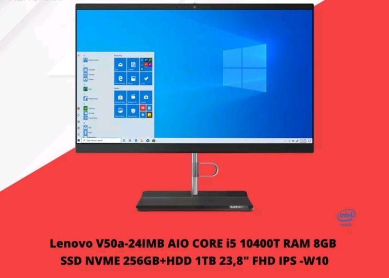 pc lenovo V50a-241MB AIO CORE i5 10400T RAM 8GB SSD NVME 256GB+HDD 1TB 23,