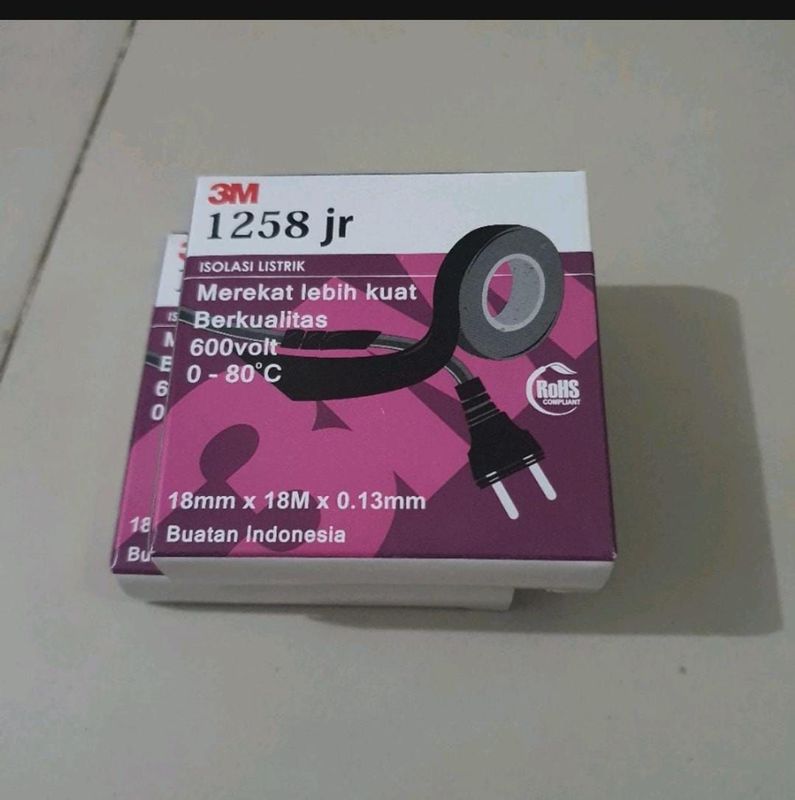 3M ISOLASI LISTRIK HITAM 18MM X 18M X 0.13MM 1258JR