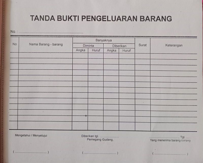 Cetak Tanda Bukti Pengeluaran Barang