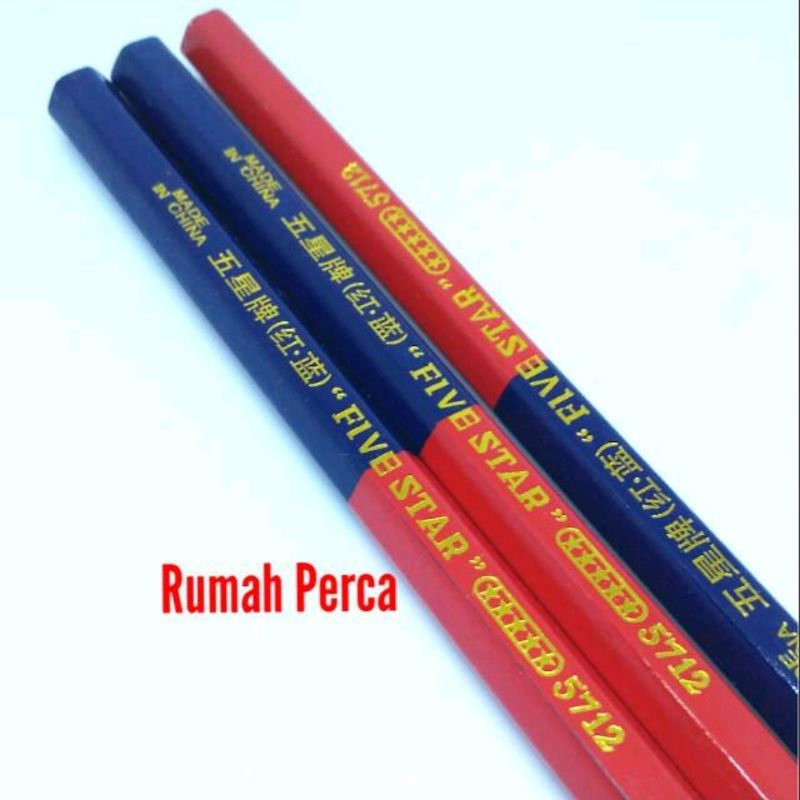 Pensil merah biru