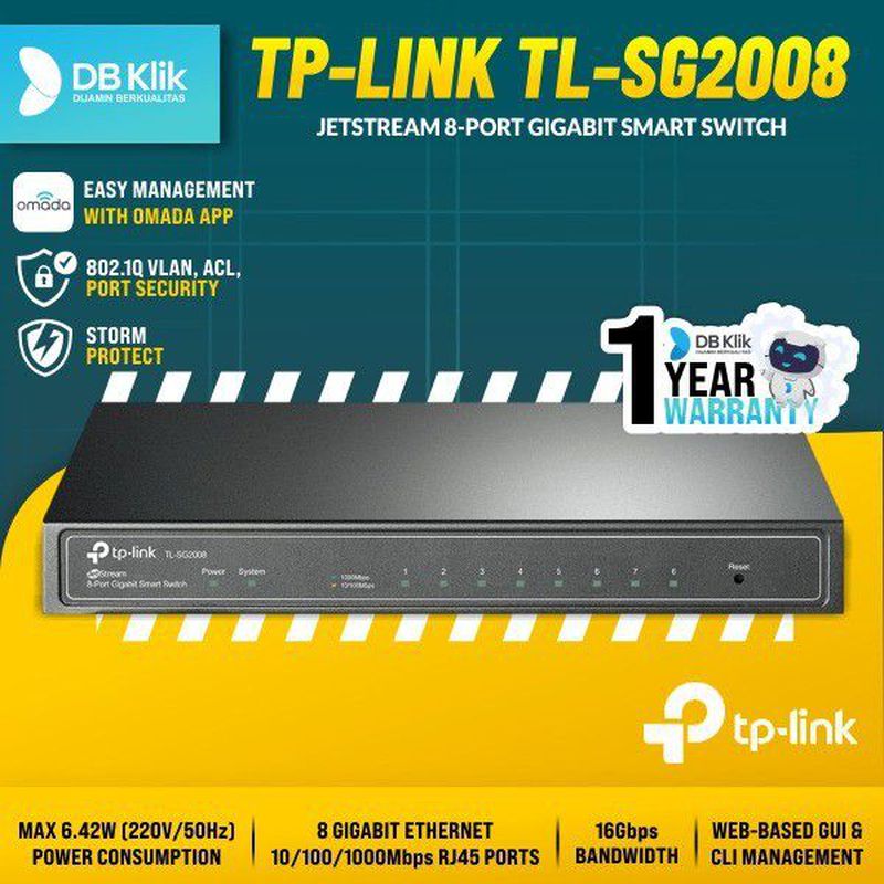 Switch TP Link TL SG2008 Gigabit Jetstream 8 Port