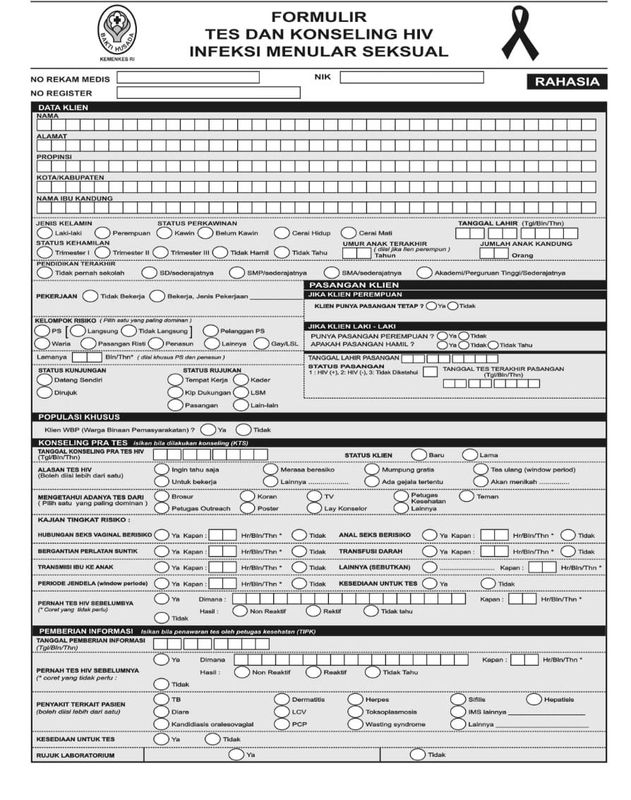 Formulir Tes dan Konseling HIV Infeksi Menular Seksual