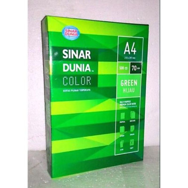 Kertas Warna A4 70 Gram Hijau Sinar Dunia