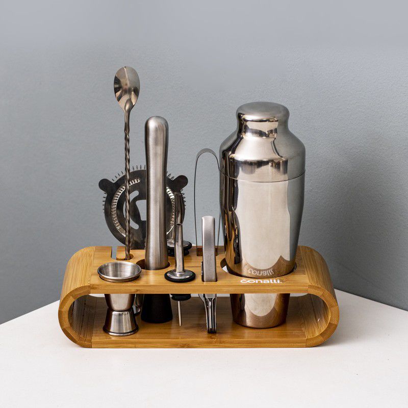 Cocktail Shaker Set 550ml Bamboo Stand Alat Bartender Home Bar Tools ...