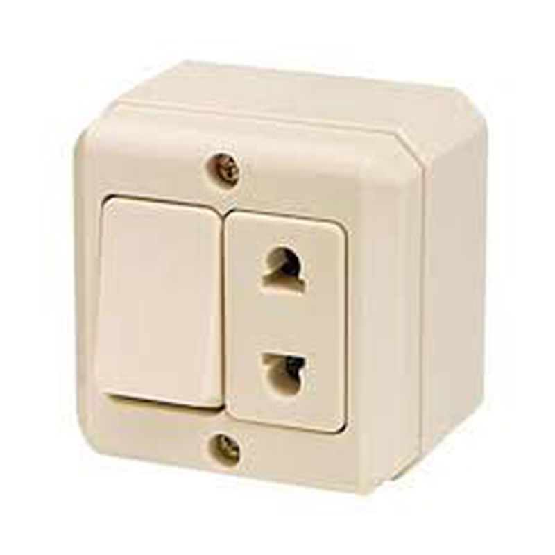 Saklar Tunggal + Stop Kontak Out Bow Broco Standard Urea Cream