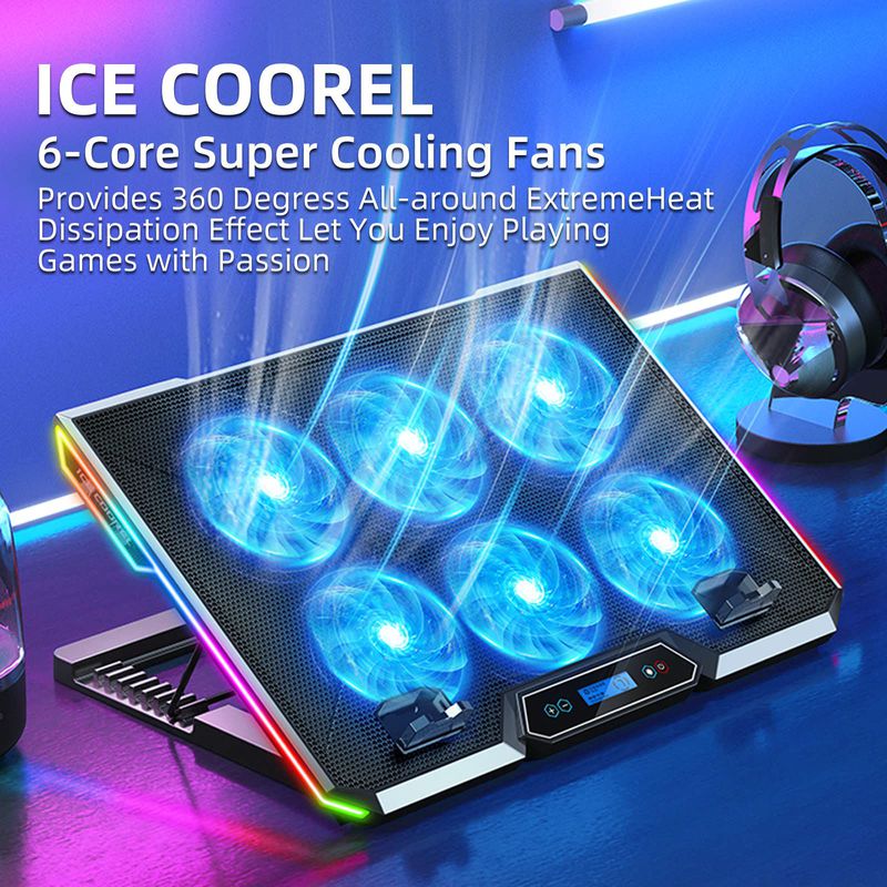 ICE COOREL Cooling Pad / Cooler Pad Laptop Gaming 6 Fan