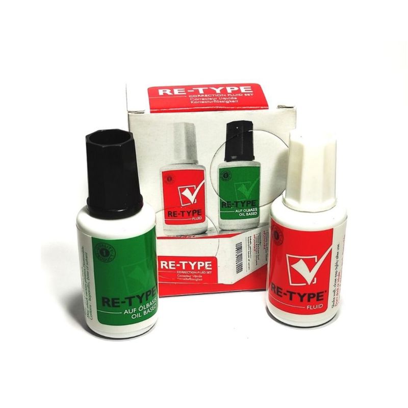 Re-Type Correction Fluid Set / Tipe-X Kuas dan Tiner Penghapus
