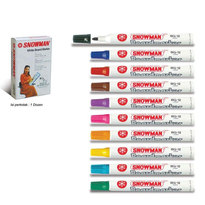 SNOWMAN - Spidol Whiteboard Non-Permanent BG-12 - Biru