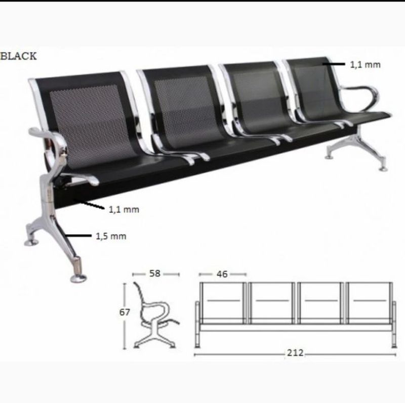 KURSI TUNGGU STAINLESS 4 TEMPAT DUDUK