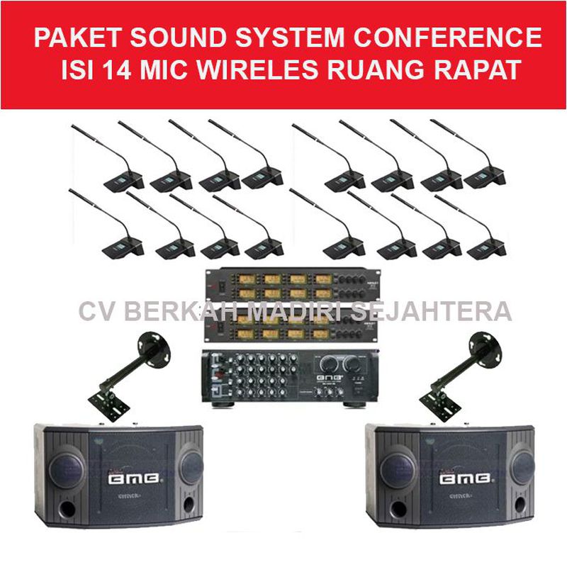 PAKET SOUND SYSTEM CONFERENCE ISI 14 MIC WIRELESS RUANGAN RAPAT