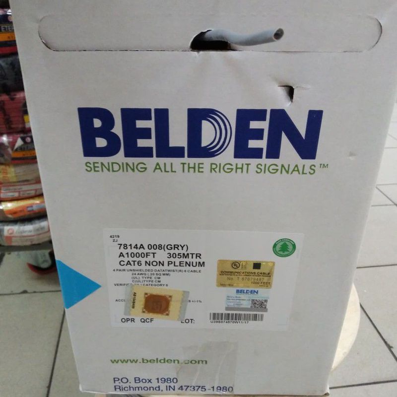 Kabel LAN UTP Belden Cat6 1 Roll 305 Meter