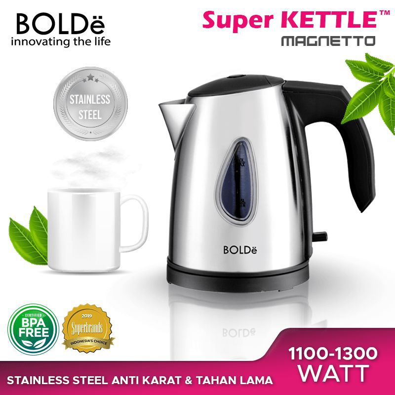 BOLDE KETTLE MAGNETTO TEKO LISTRIK ELEKTRIK STAINLESS 1 LITER