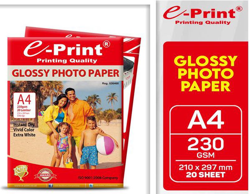 Photo Paper e-Print Glossy Ukuran A4 230 GSM 210x297mm