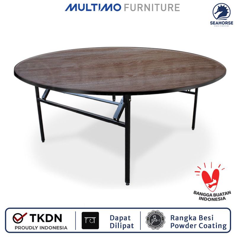 Meja Lipat Bulat 180 HPL - Meja Banquet Rapat