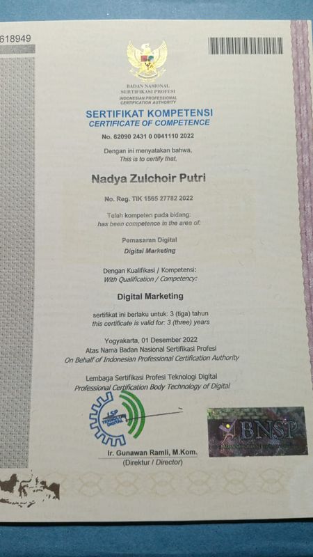 Sertifikasi BNSP Digital Marketing