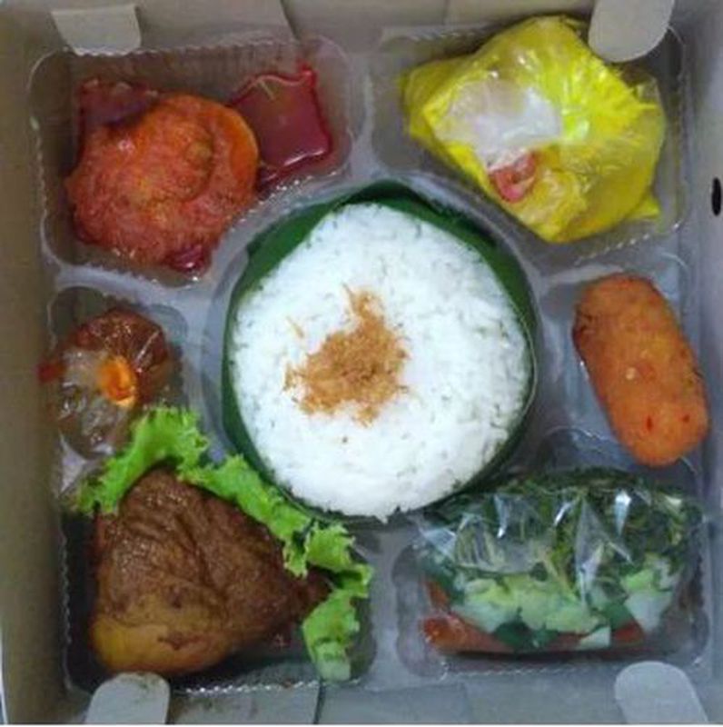 NASI KOTAK PAKET AYAM GORENG, AYAM BAKAR, PEYEK, RENDANG, SAYUR LODE ...