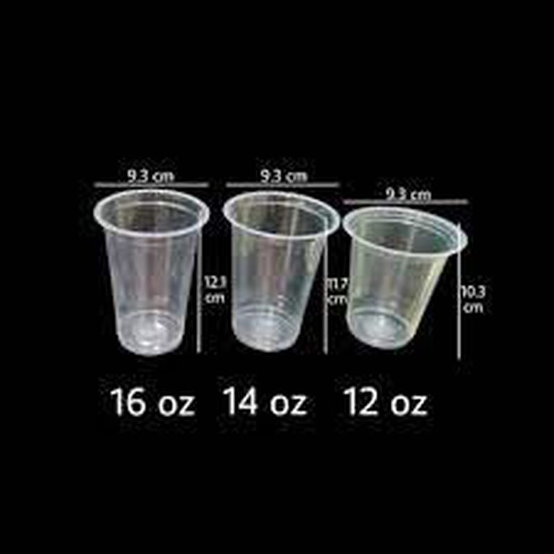 Cup minum bahan plastik bening, Uk. 12 oz