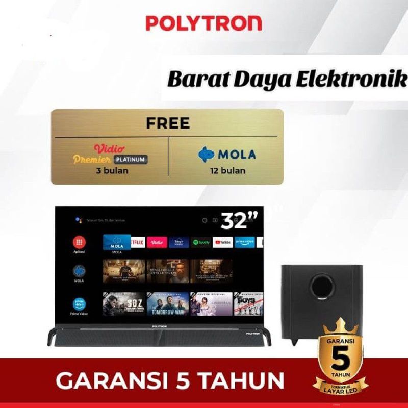 POLYTRON Smart Android Cinemax Soundbar LED TV 32 inch PLD 32BAG