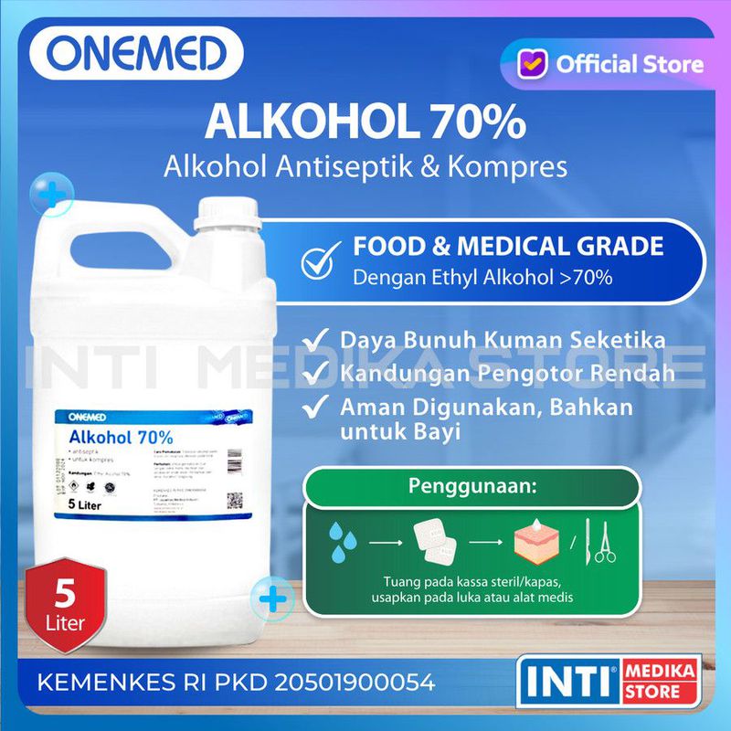 Alkohol 70% Botol 5 Liter | Alkohol Antiseptik | Alkohol Onemed