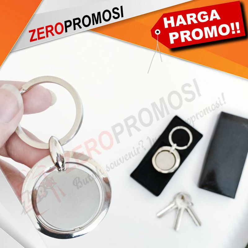 Gantungan Kunci Stainless Bulat Putar Custom