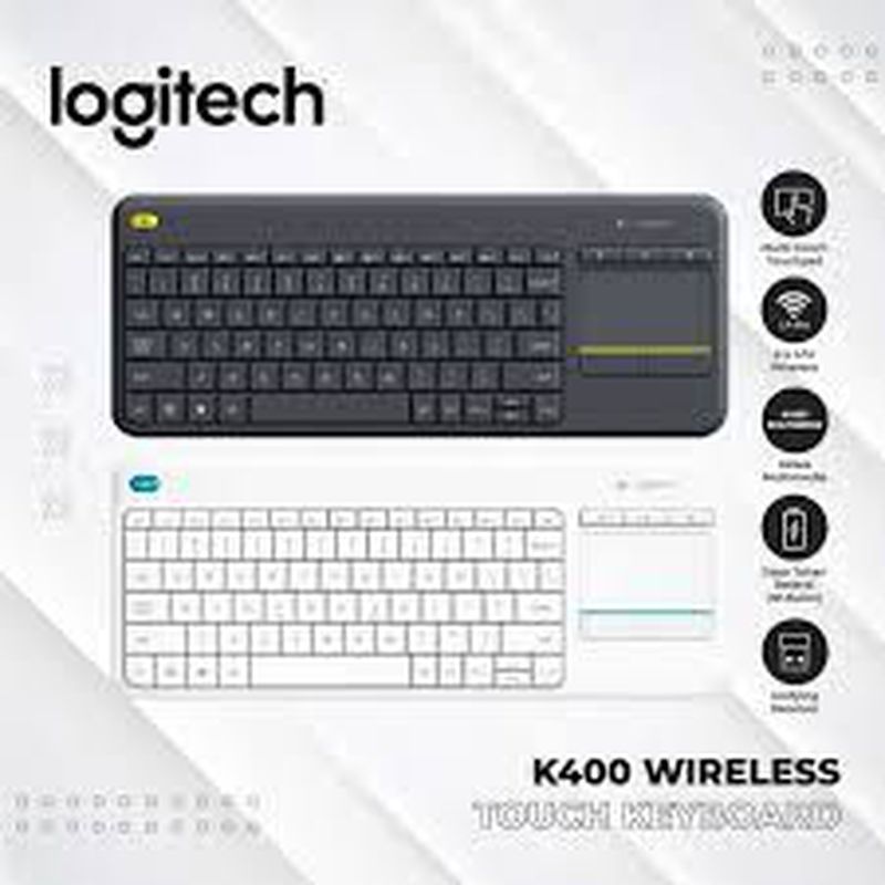 Logitech K 400 Plus Wireless Touch Keyboard - Putih