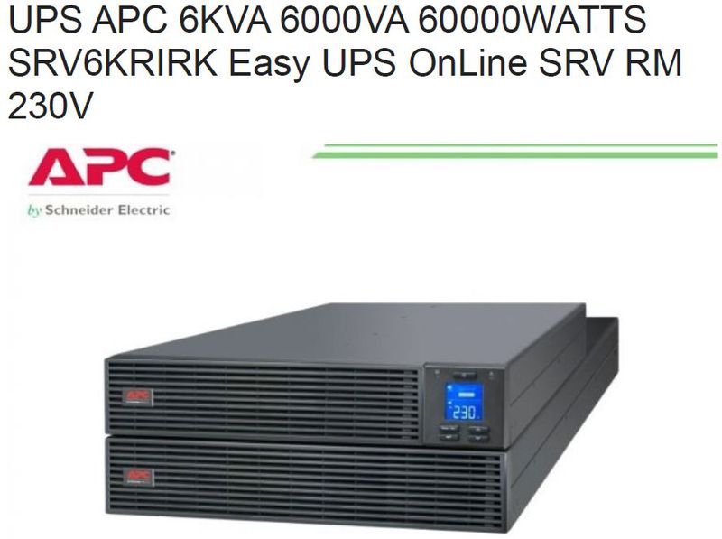 UPS APC 6KVA 6000VA 60000WATTS SRV6KRIRK Easy UPS OnLine SRV RM 230V
