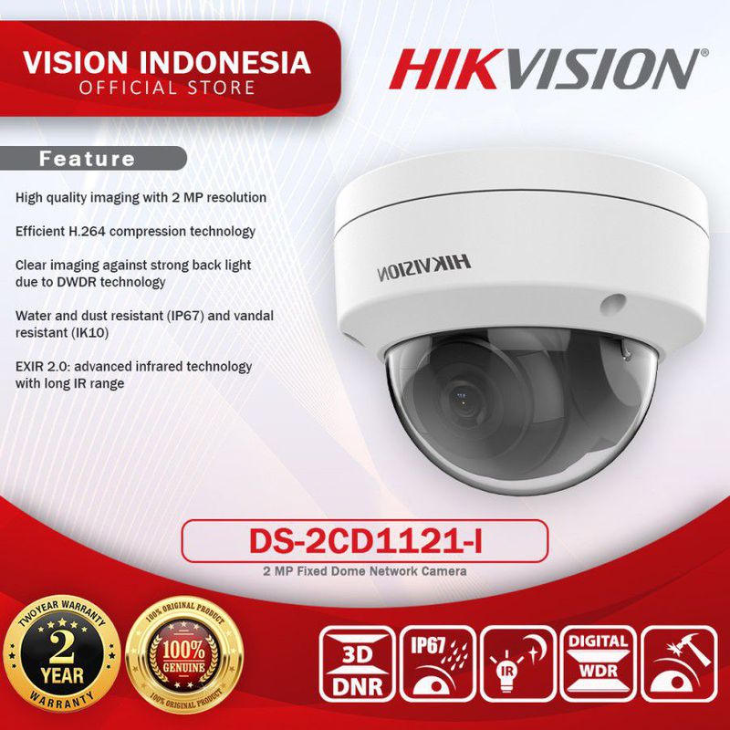DS-2CD1121-I Hikvision IP Camera 2 MP POE WDR-LENSA 2.8MM