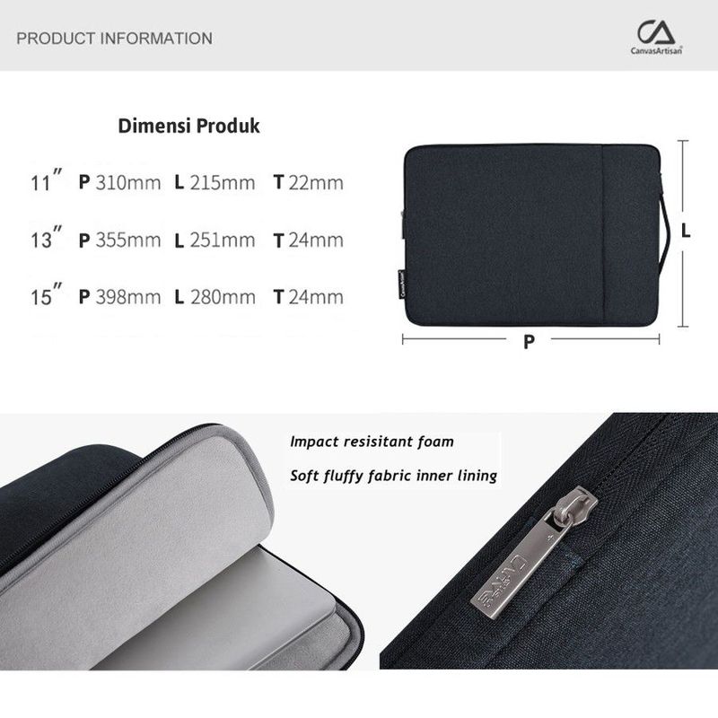 Asus ZenBook 13 inch Tas Laptop Case Casing Soft Cover Sleeve - Hitam