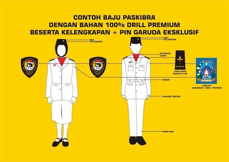SERAGAM PASKIBRA BAHAN PREMIUM + KELENGKAPAN+ PIN GARUDA EKSKLUSIF