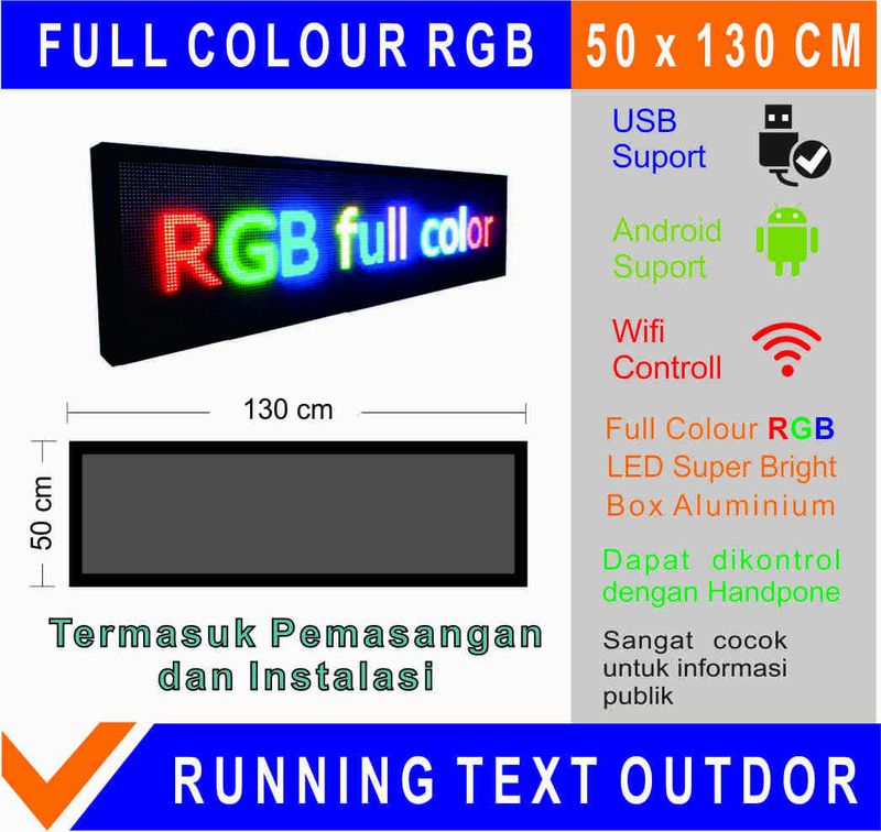 RUNNING TEXT FULL COLOUR 50 x 130 Cm