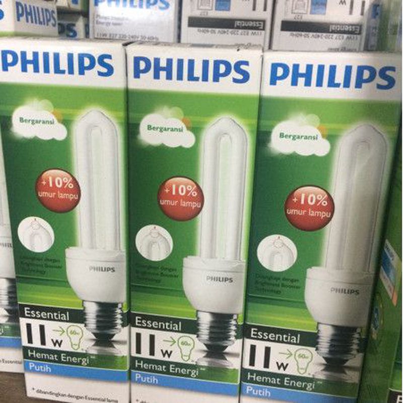 lampu led philips 11 watt essential