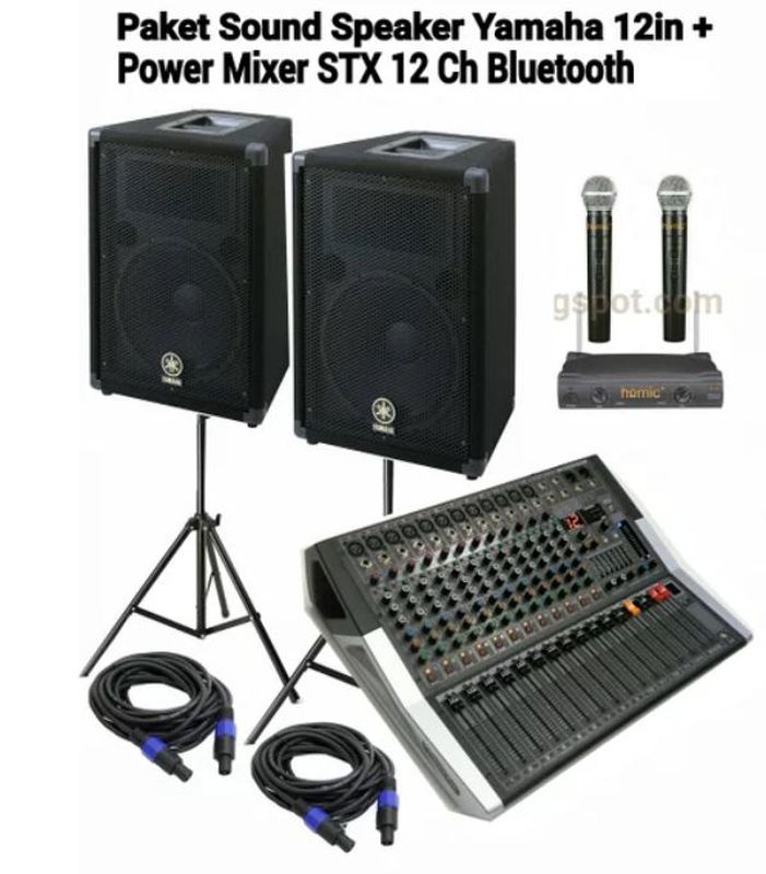 Paket Sound Speaker Yamaha BR 12 + Power Mixer STX MLP 12U bluetooth