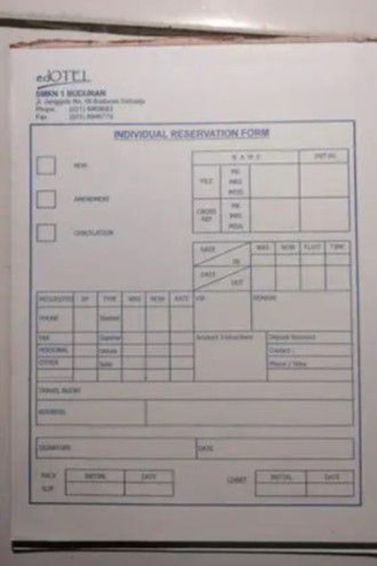 individual Reservation form