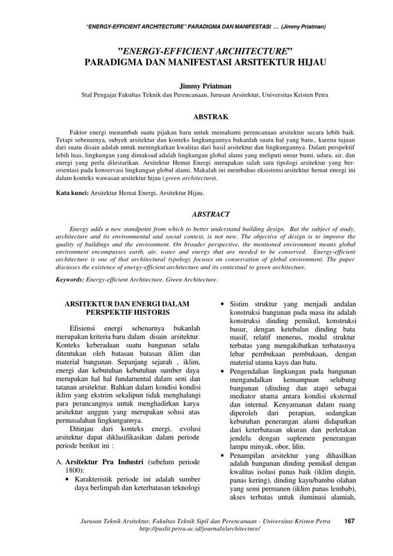 Energy-Efficient Architecture Paradigma dan Manifestasi Arsitektur Hijau