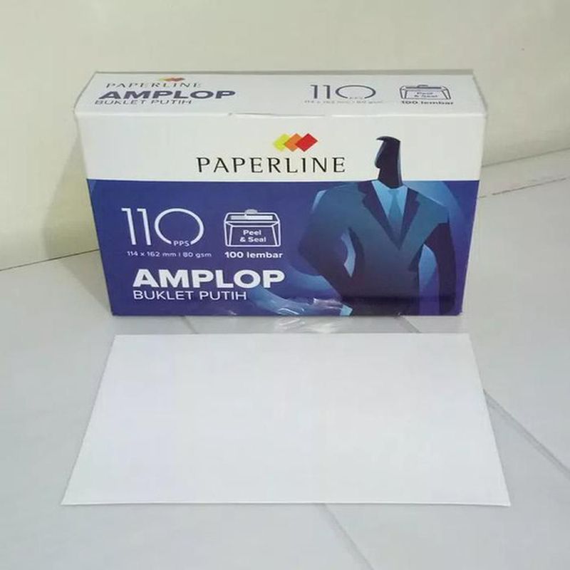 Amplop Paperline Perekat Putih Polos Tipe 110 100lbr