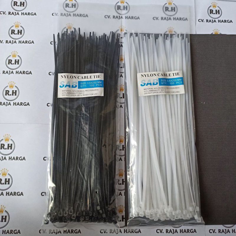 Kabel Ties 200 mm (1 bungkus hitam 1 bungkus putih)
