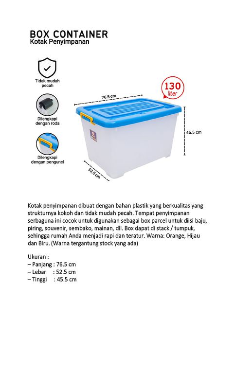 CONTAINER BOX PLASTIK KOTAK PENYIMPANAN CB 130LITER