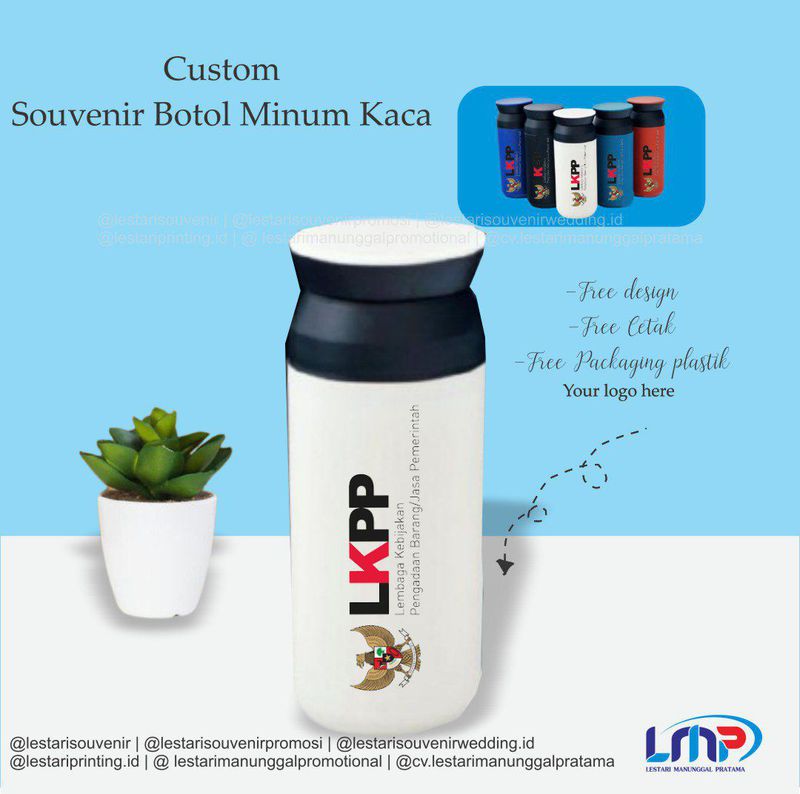 Merchandise Souvenir Botol Minum Kaca Custom (BMK-03) / merchandise ...