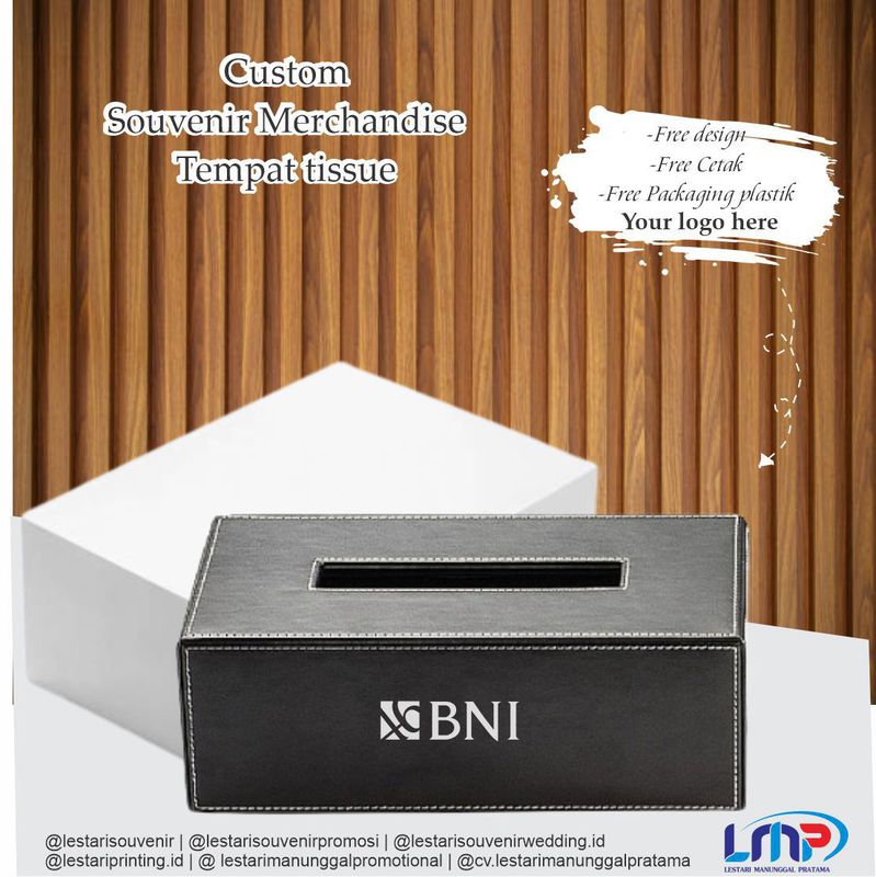 Merchandise Souvenir Tempat Tissue Hardbox Kulit Custom (TT-09)